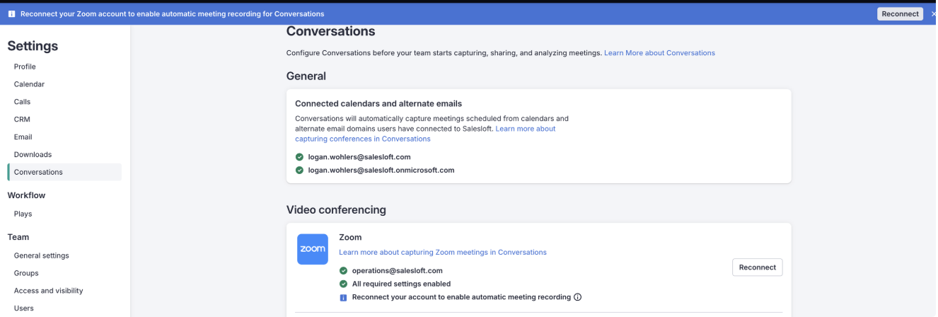 Bulk Reconnect the Zoom API Integration