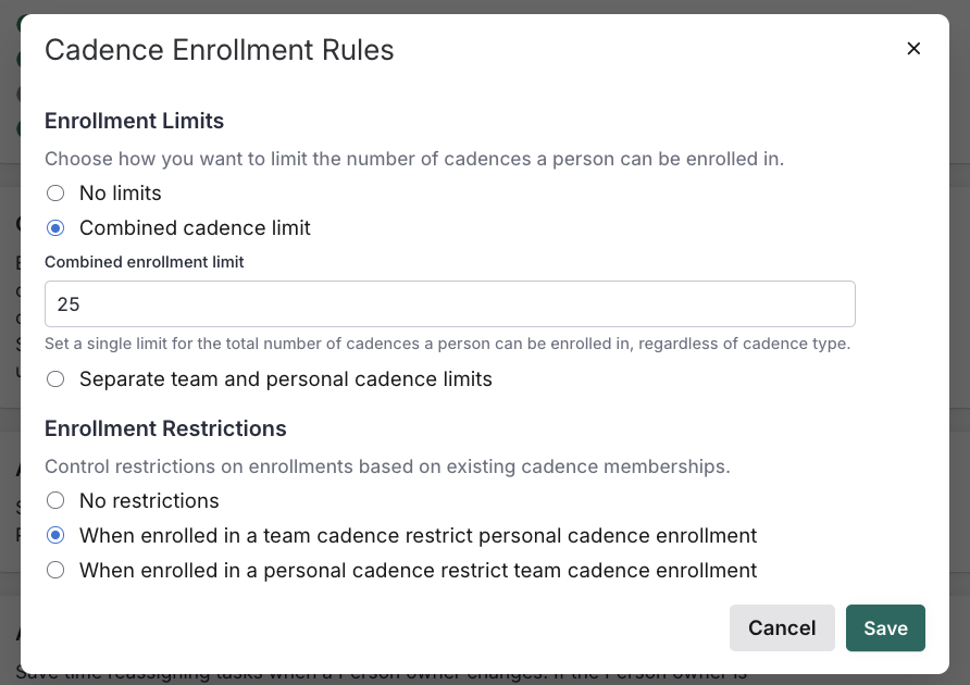 Manage Cadence Enrollment Rules