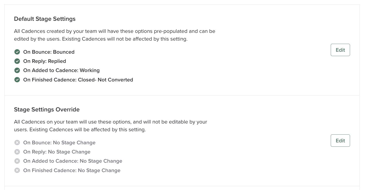 Manage Cadence and Tasks Settings