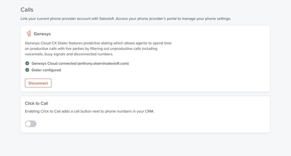 Connect Your Genesys Account to Salesloft