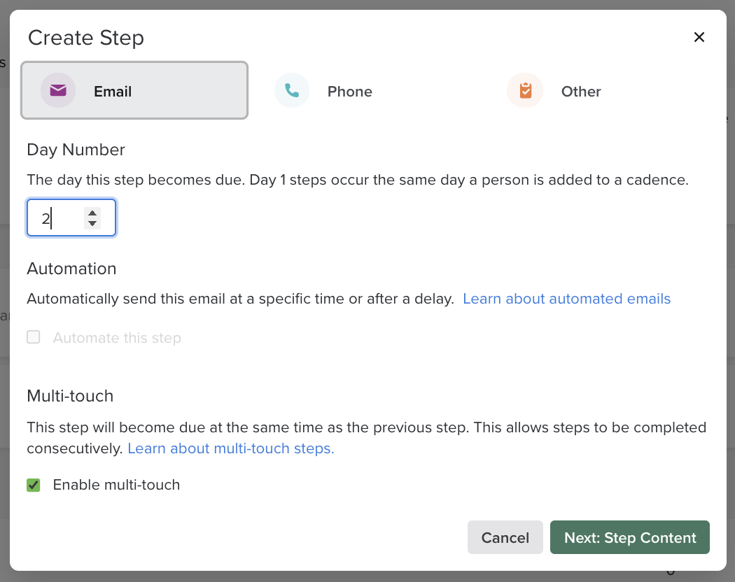 Create Multi-Touch Cadence Workflows