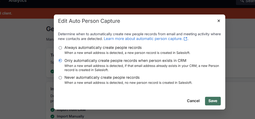 Manage Auto-Person Capture