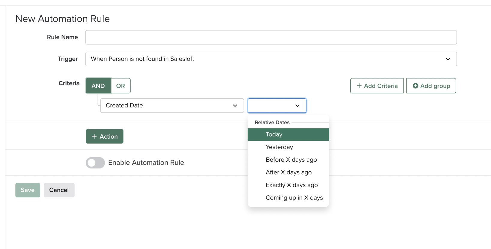 Automation Rule Criteria