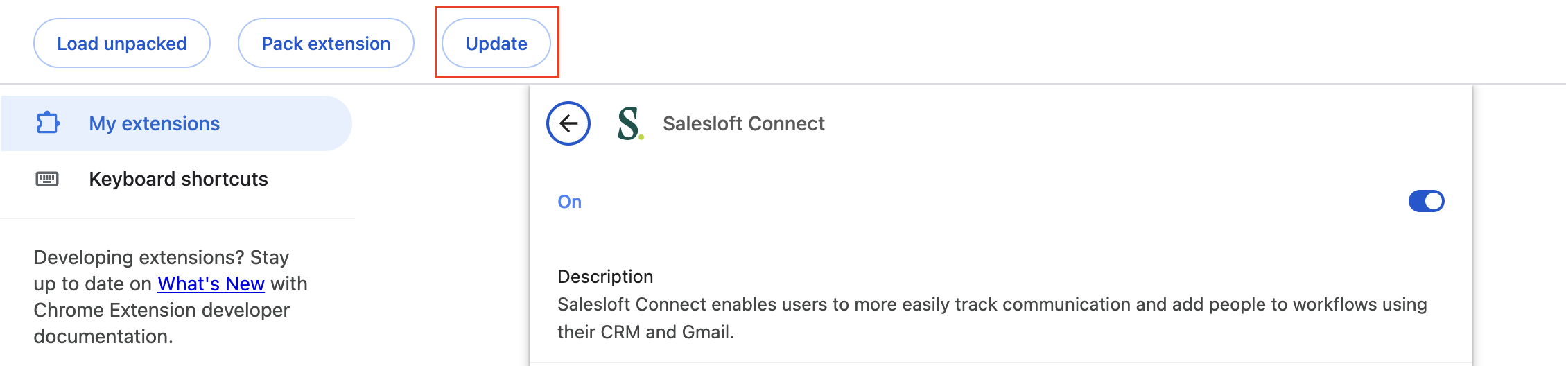 Update the Salesloft Chrome Extension