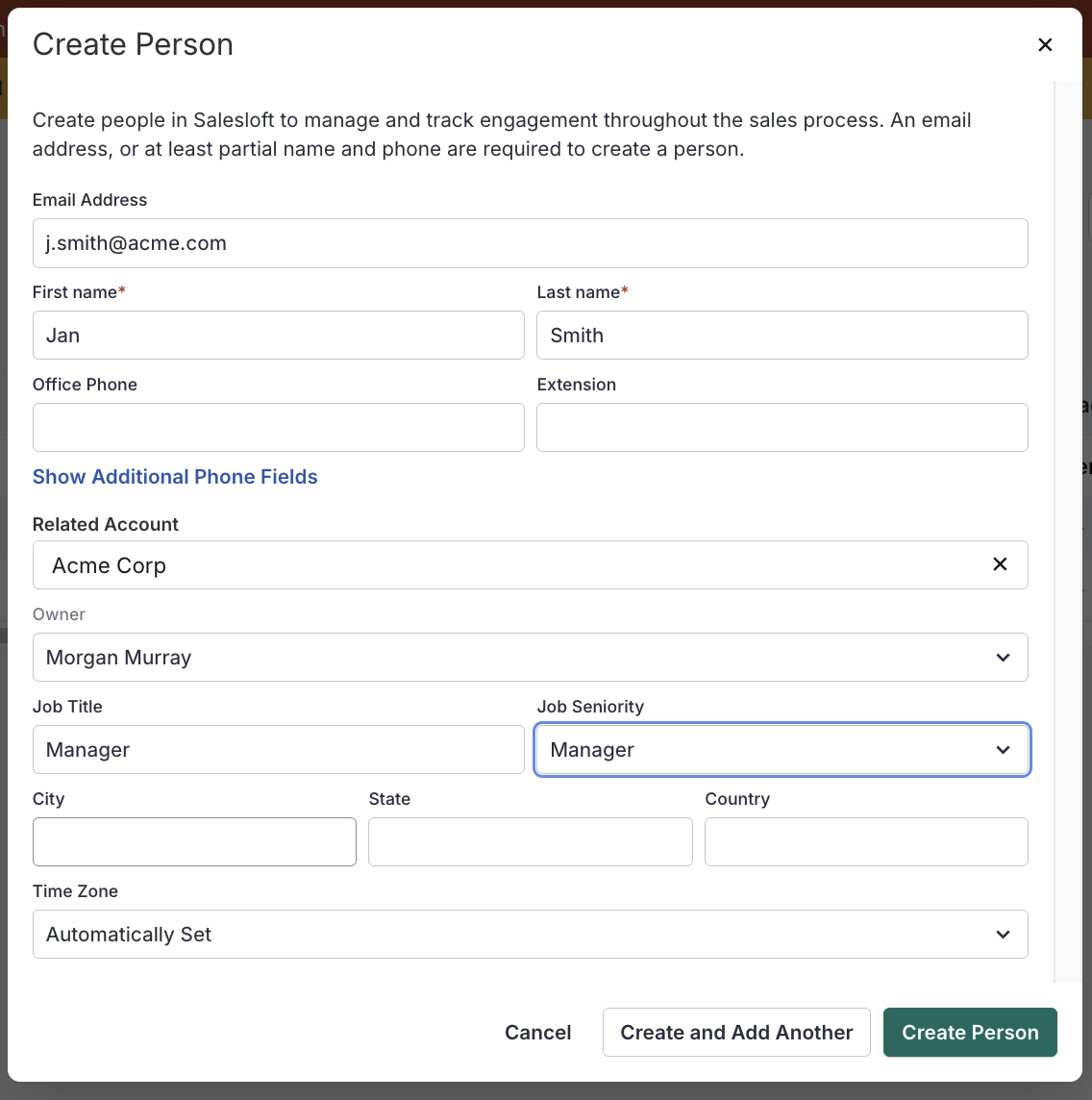 Create a Person in Salesloft