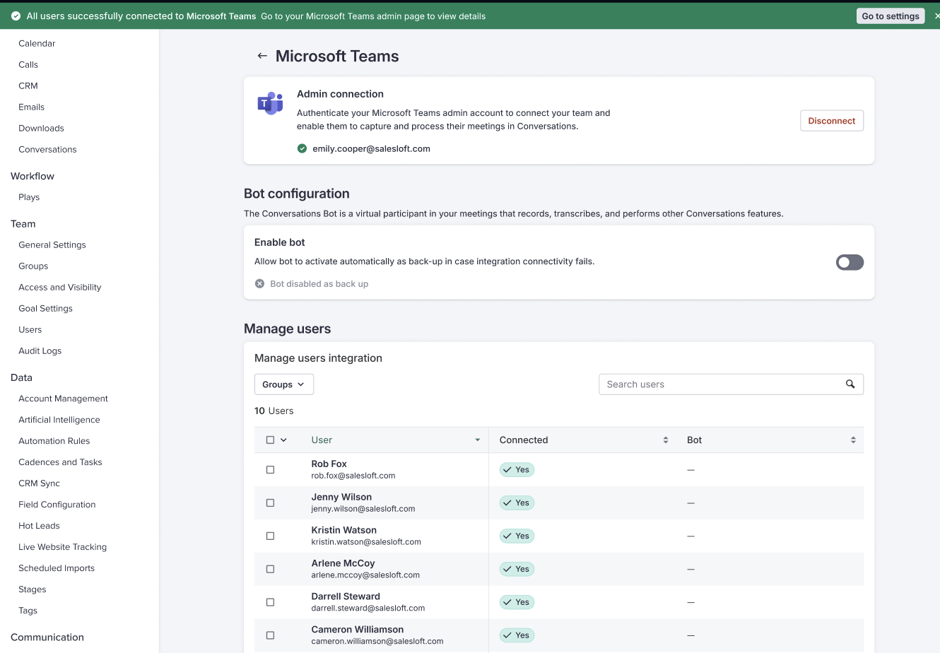 Bulk Configure the Microsoft Teams API Integration