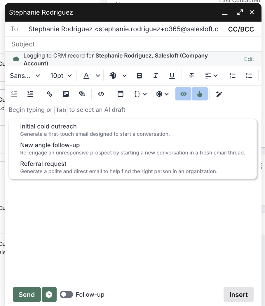 Generate an Email Draft with the AI Assistant