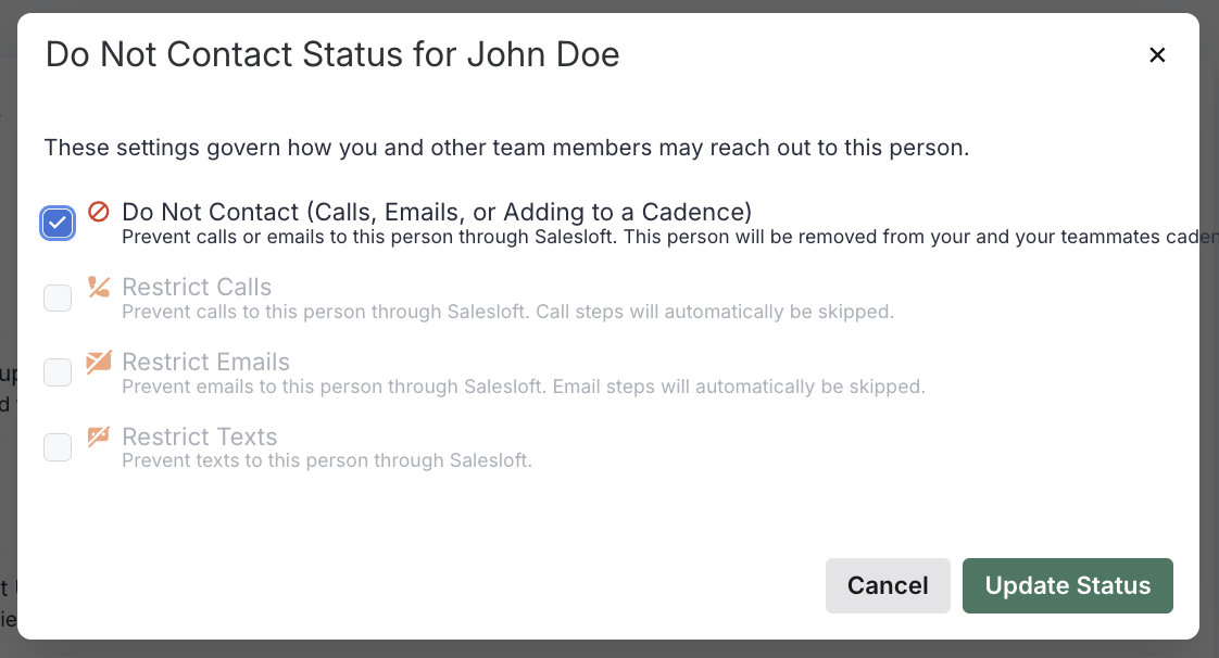 Mark a Person as Do Not Contact