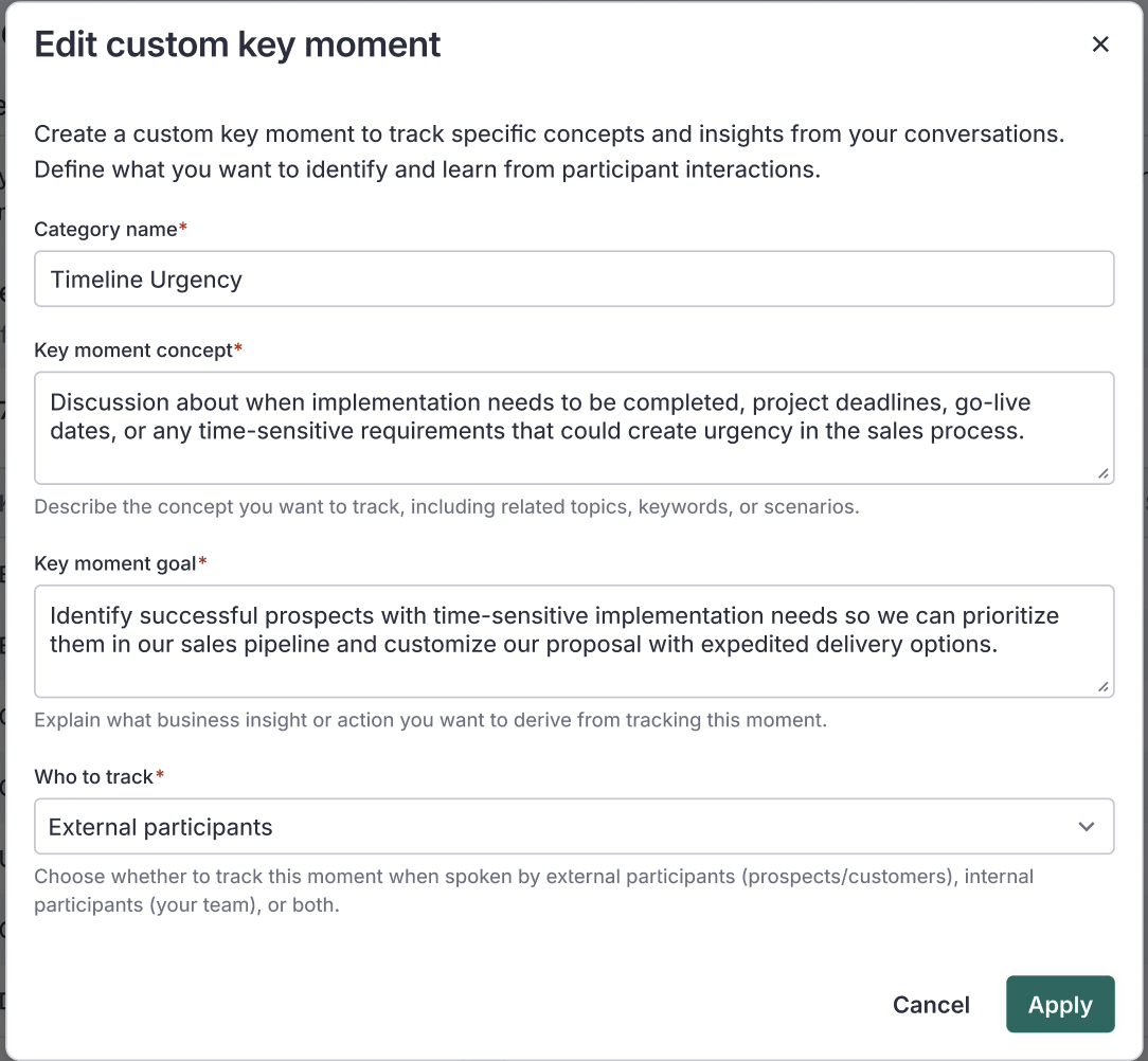 Manage Custom Key Moments