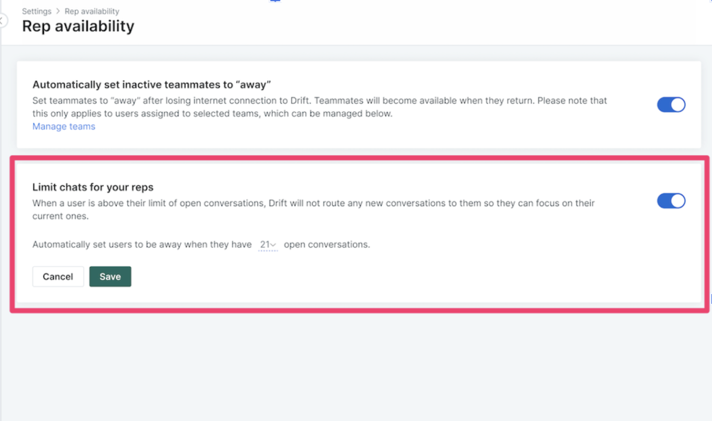 Drift - How to Set a Conversation Limit for Your Teammates
